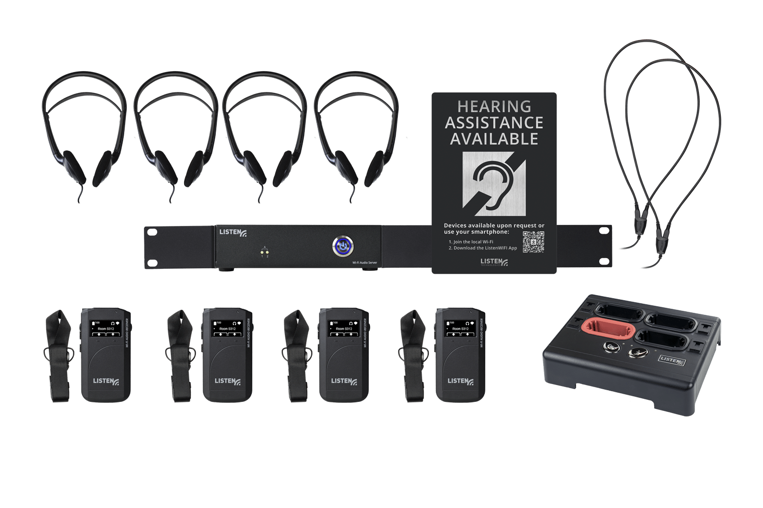 2 Channel Wi-Fi System with 4 Receivers - Listen Technologies